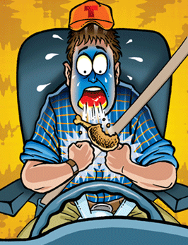What should you do if you start choking while driving?